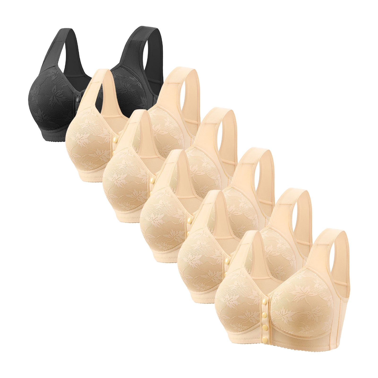 Discount Bonanza, 6PC Women's Non Steel Bra, Thin Cup, Adjustable Lace ...