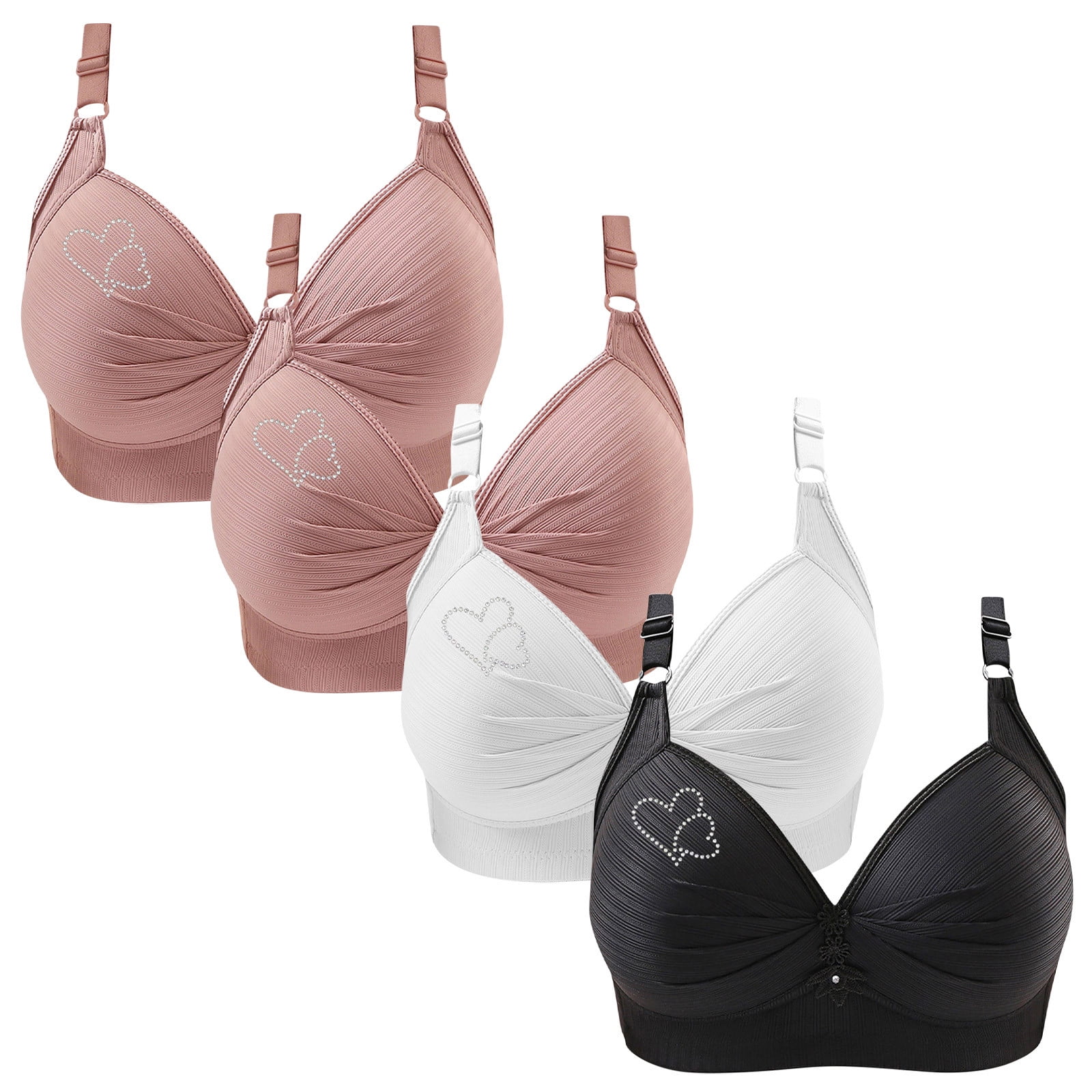 Discount Bonanza, Large Size Daily Bra, 4PC Women's Underwear, Gathered ...