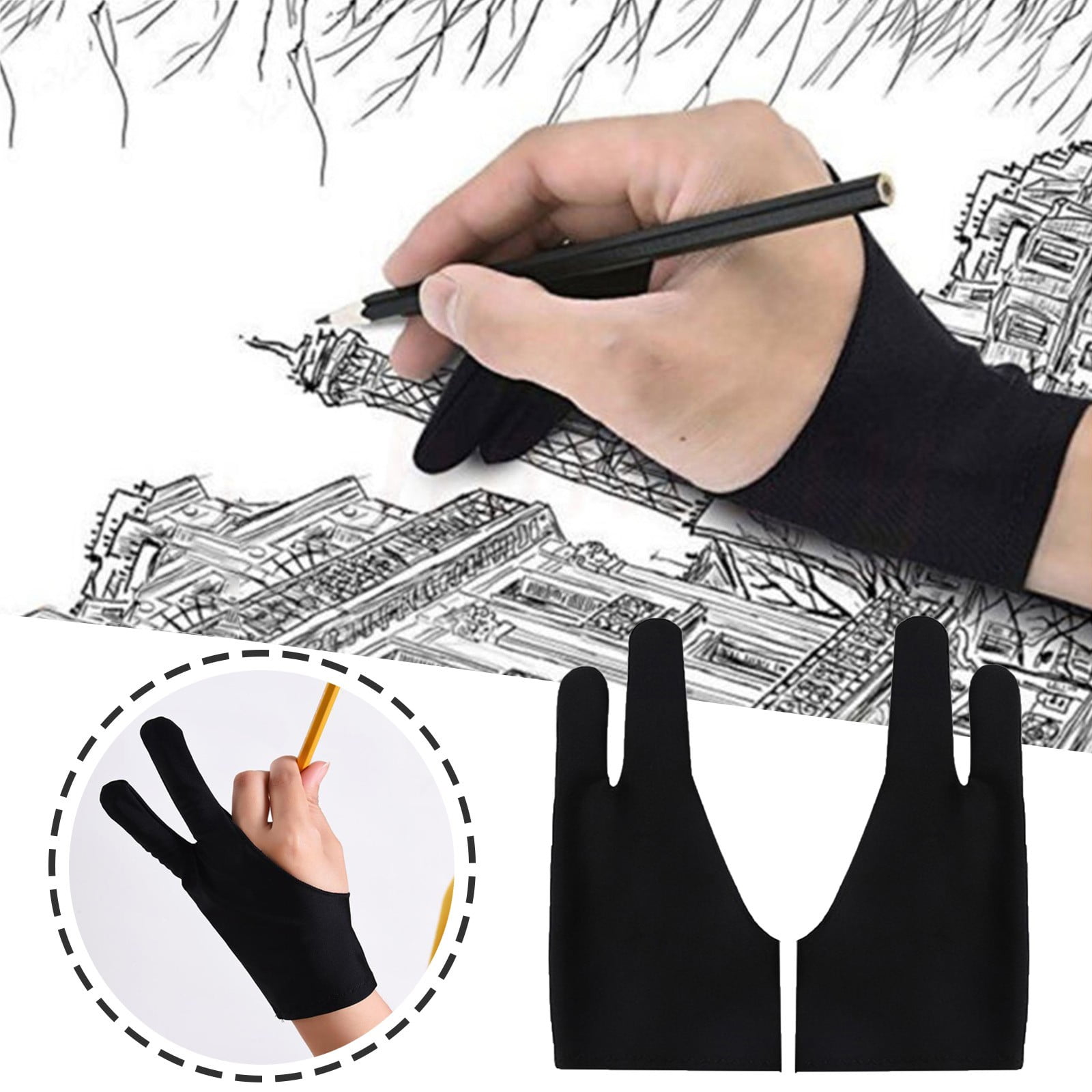 Bksdlh 2pc Artist Drawing Tablet, Graphic Pad, Cordless Pen and Finger ...