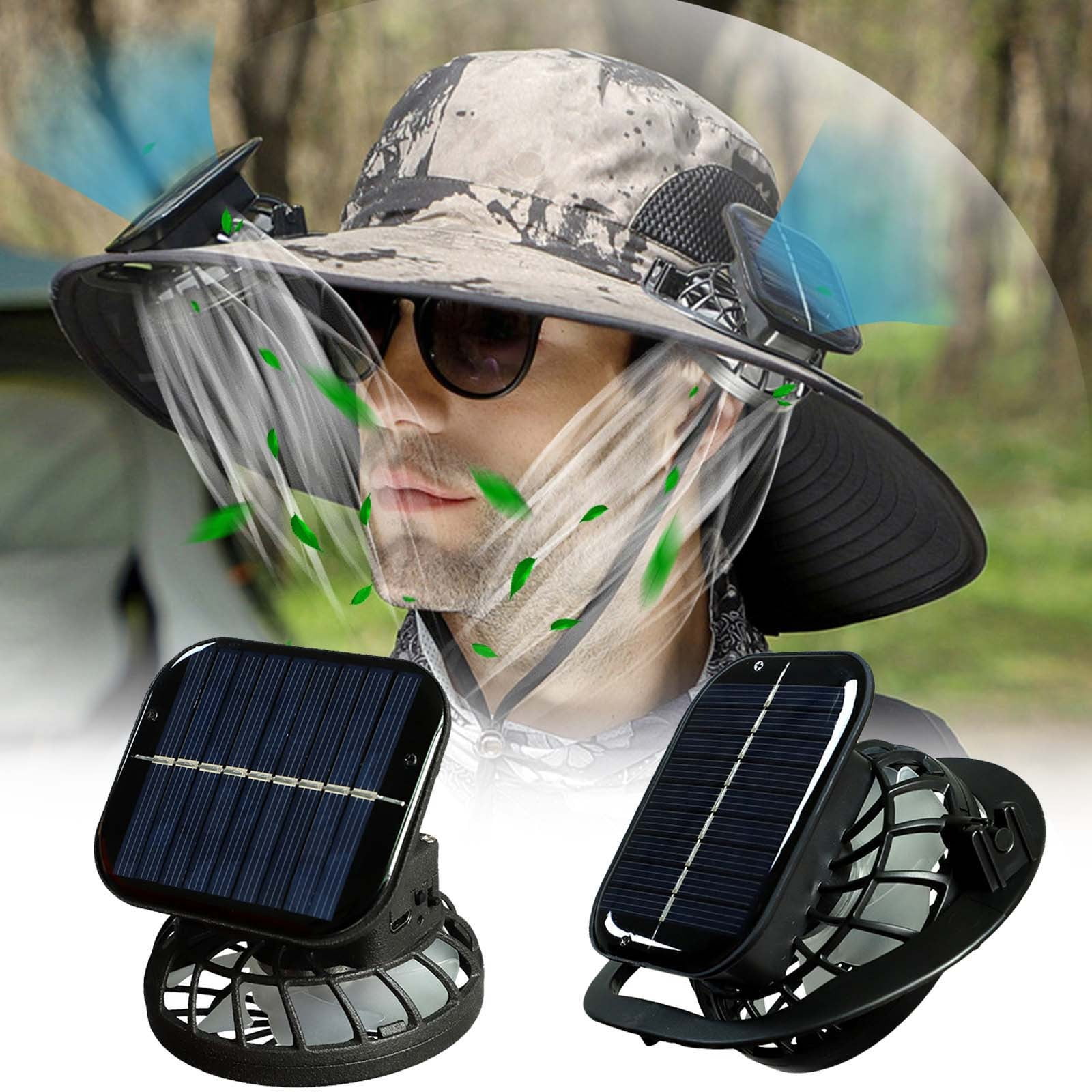 Discount Bonanza, Solar & USB Rechargeable High-Wind Power Cold Hat Fan ...