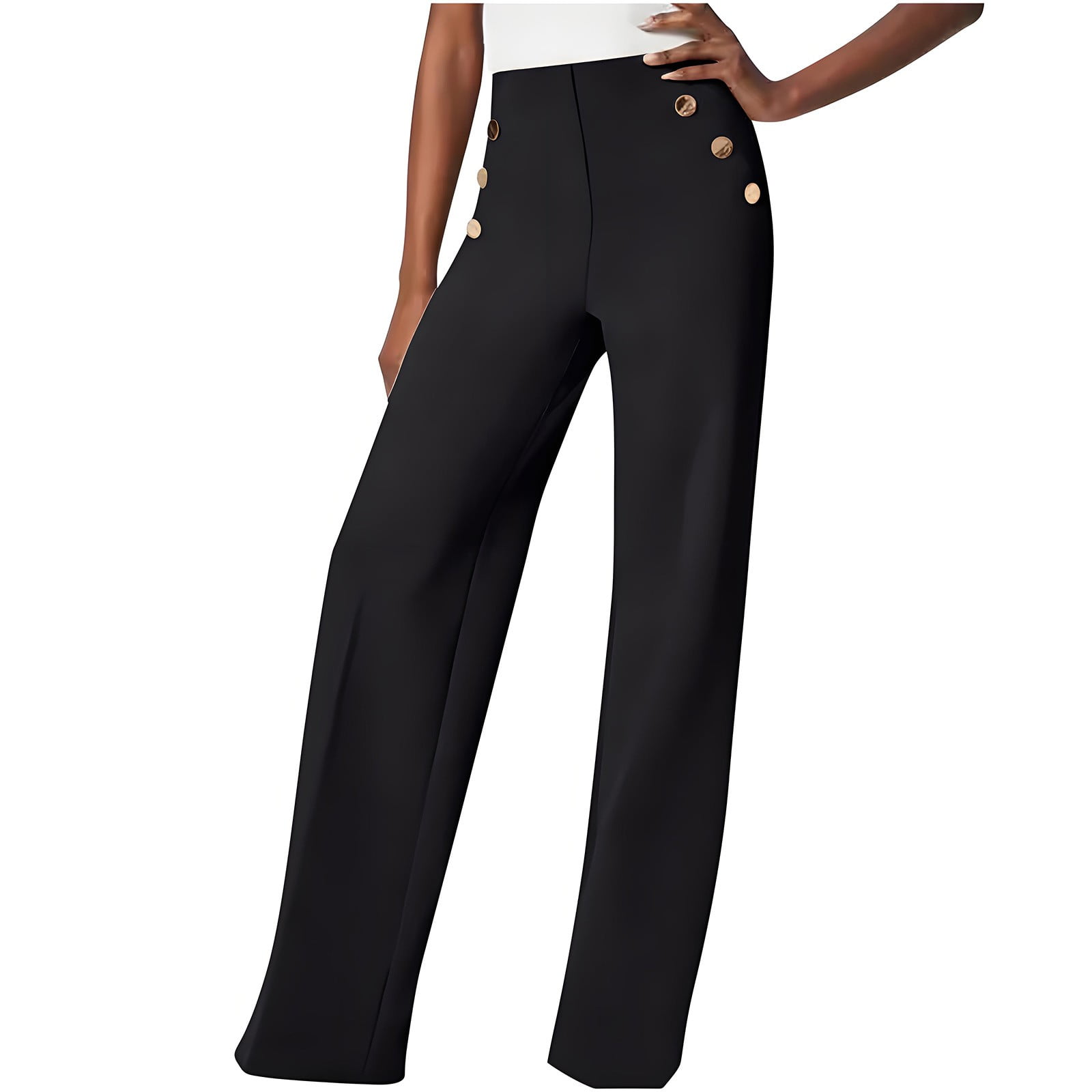 Discount Galore,Women's Fashionable High Waisted High Elastic Button ...