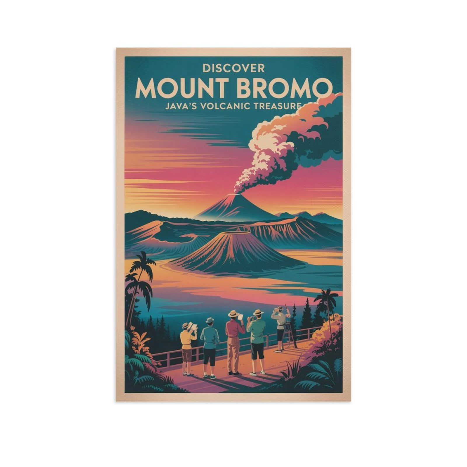 Discover Mount Bromo Java Volcanic Treasure Vintage Travel Poster Retro ...