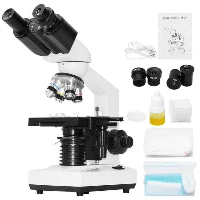 Discover the Microcosmos: 40X-2500X Binocular Compound Microscope - Dual Eyepieces, Mech Stage ...