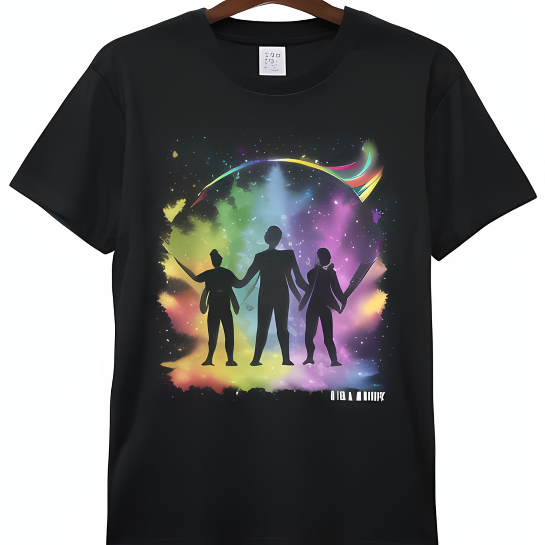 Discover the Universe: Black T-Shirt with Surreal Space Artwork Vibrant ...