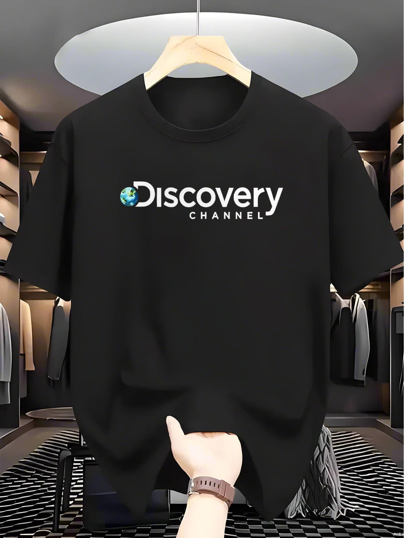 Discovery Channel Men's Casual Graphic Tee - Black Short Sleeve ...