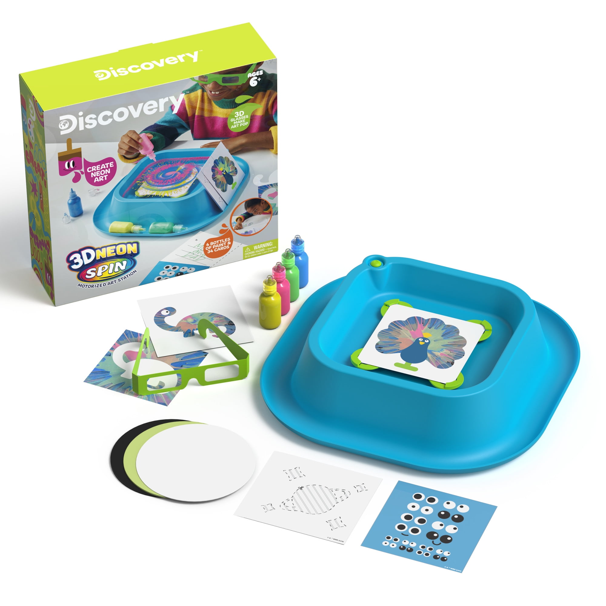 Discovery™ 3D Neon Spin Motorized Art Station, Includes Spin Art ...