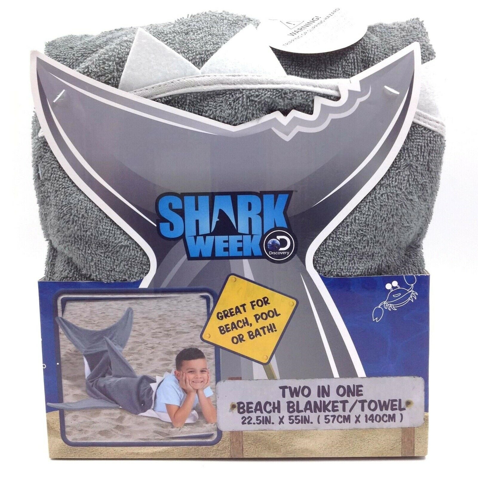 Discovery Shark Week 2-in-1 Soft Absorbent Beach Blanket / Towel 22.5 ...