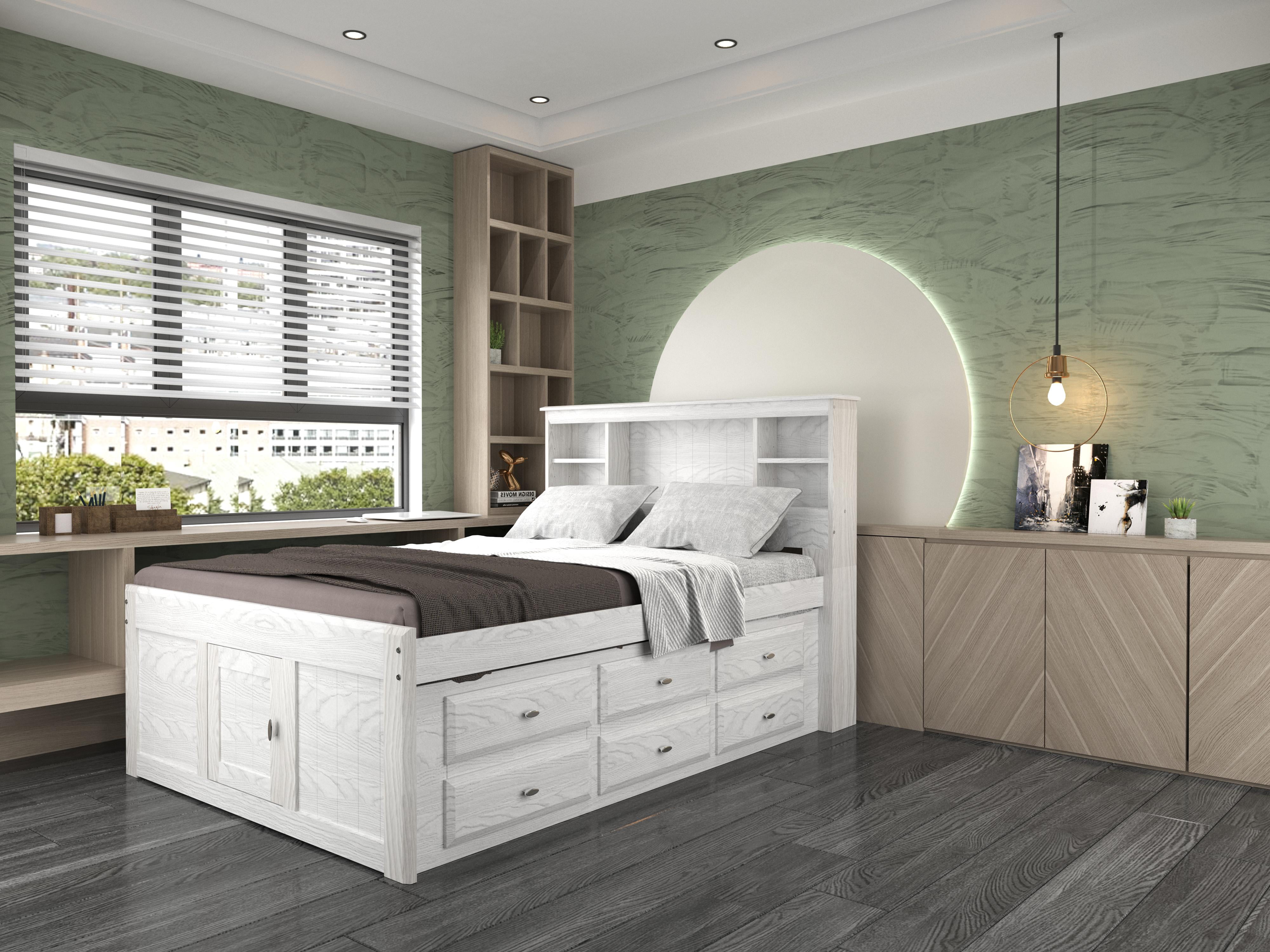 Discovery World Furniture Full Bookcase Bed with 6 Drawers in Ash ...