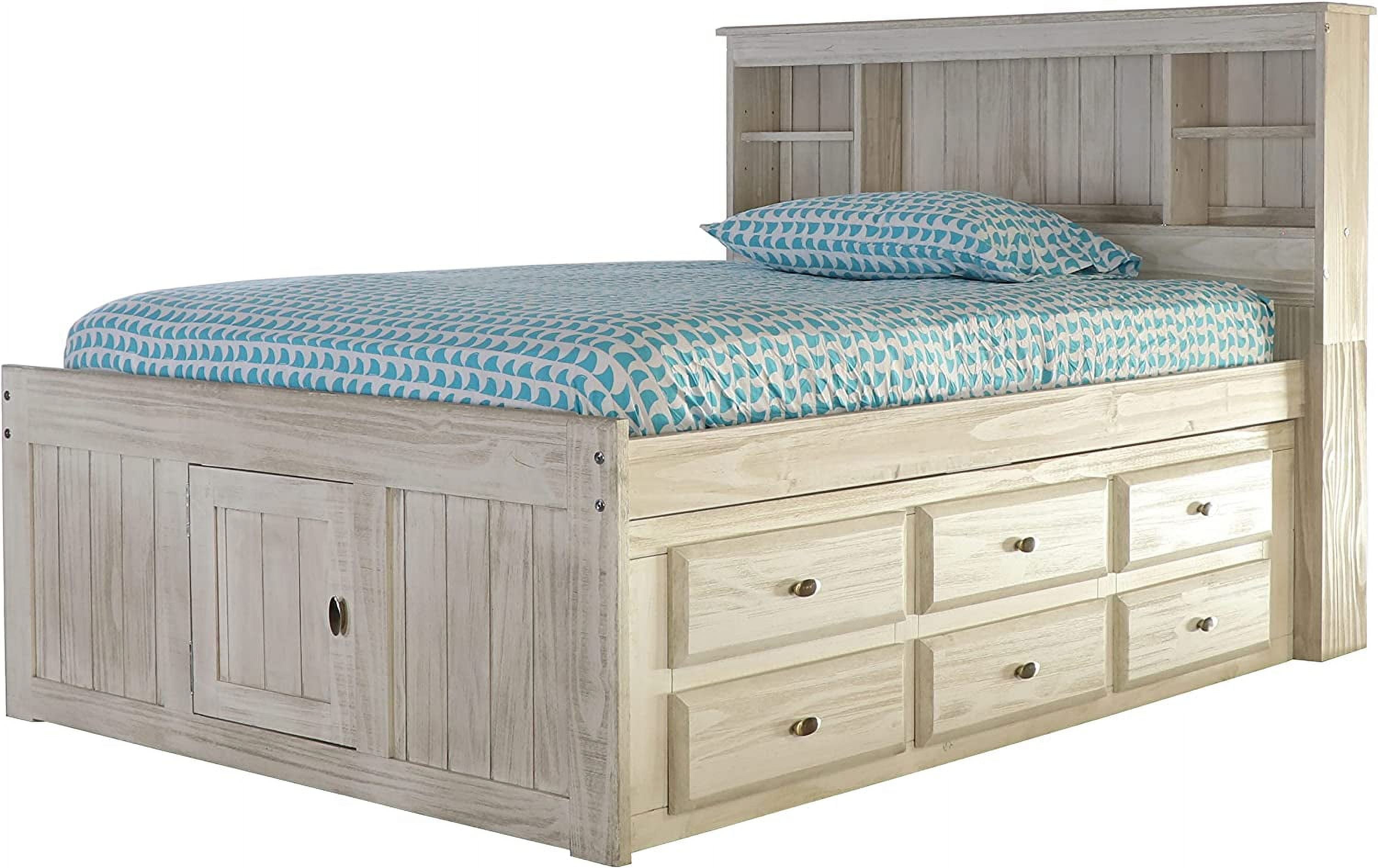 Discovery World Furniture - Ash Wood Full Size Bed Frame with Bookcase ...