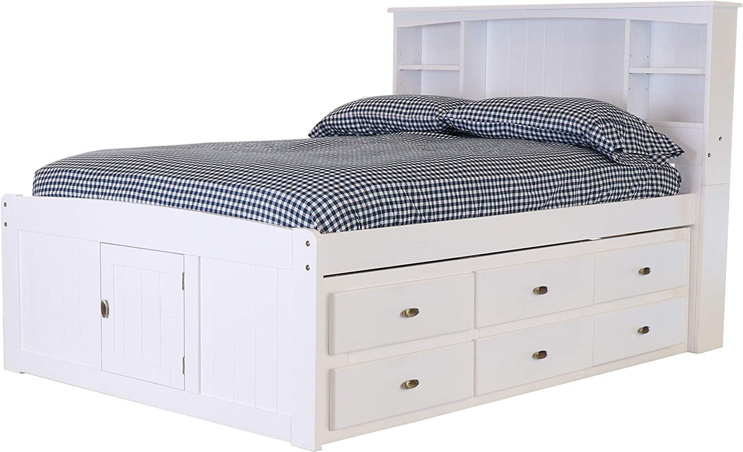 Discovery World Furniture Full Size Bed Frame with Bookcase Headboard ...