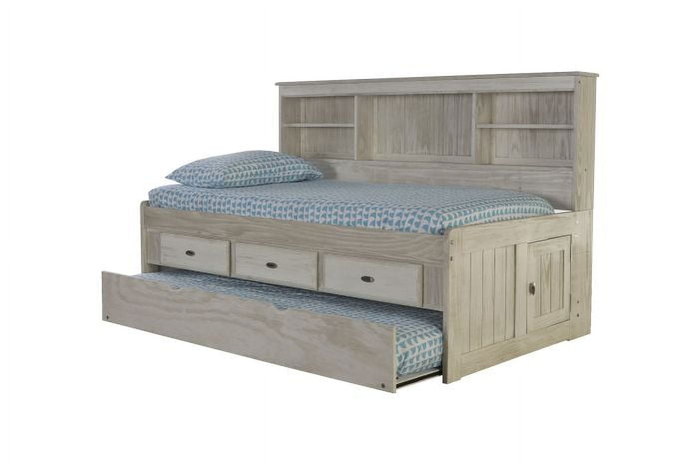 Discovery World Furniture - Twin Size Bed Frame with Headboard Bookcase, Captain Day Bed with 3 ...