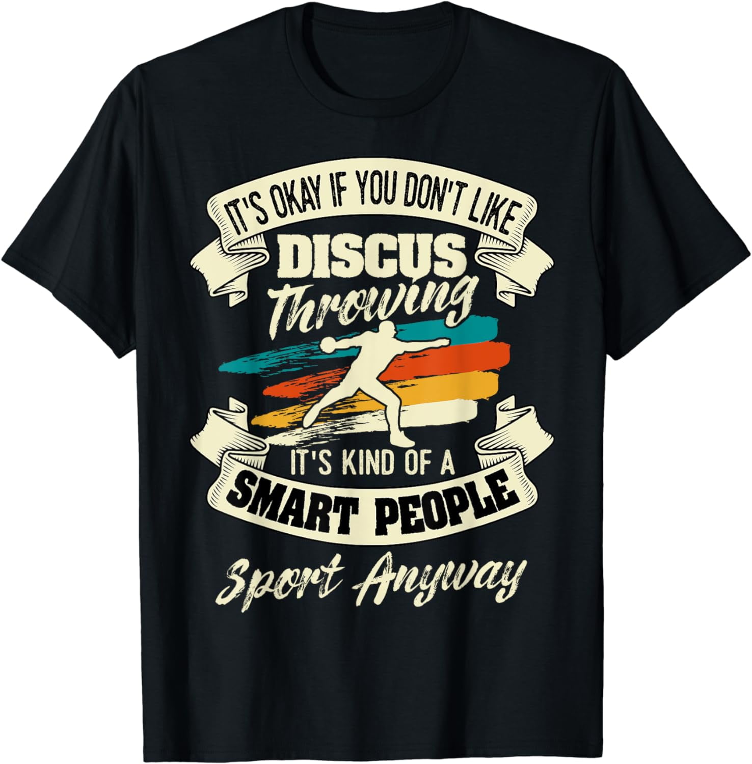 Discus Throwing Disc Retro Vintage Smart People Sport Anyway T-Shirt ...