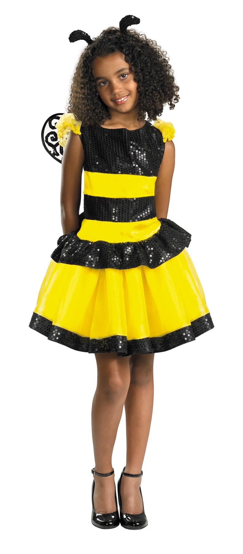Disguise Girls Razzle Dazzle Bee Sequin Dress & Wings Costume Medium (7 ...