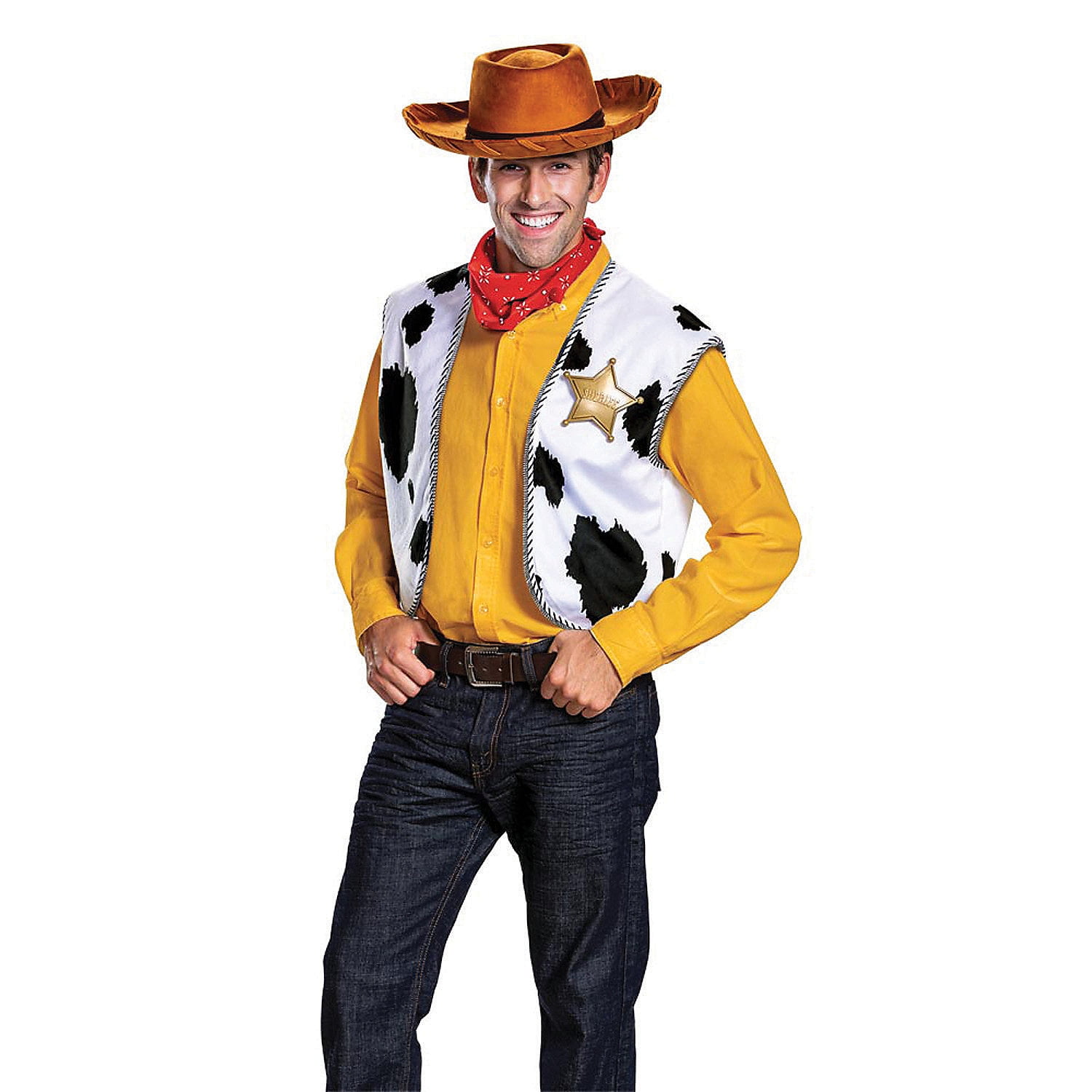Disguise Men's Deluxe Toy Story 4 Woody Costume Kit - Adult Vest ...