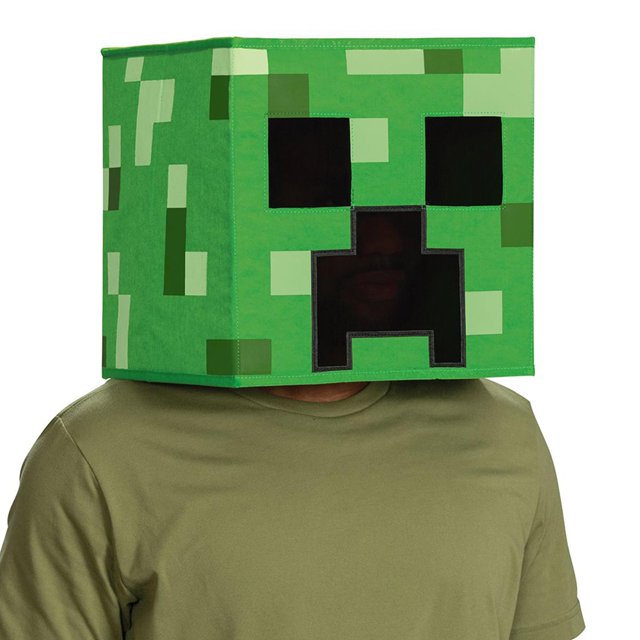 Minecraft Creeper Block Head Glow In The Dark Costume Mask - Walmart.com