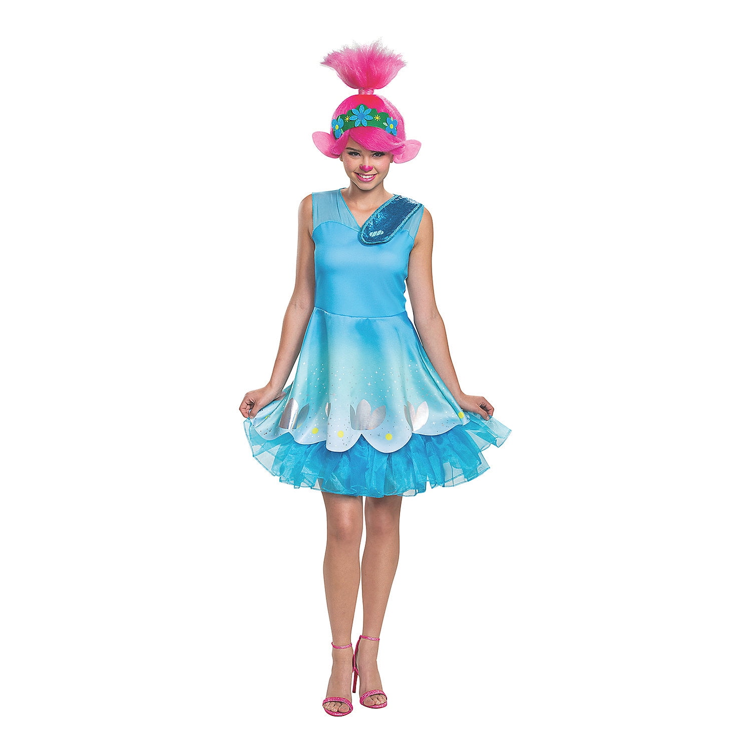 Disguise Women's Trolls 2 World Tour Poppy Costume, Large, Sequin Dress ...