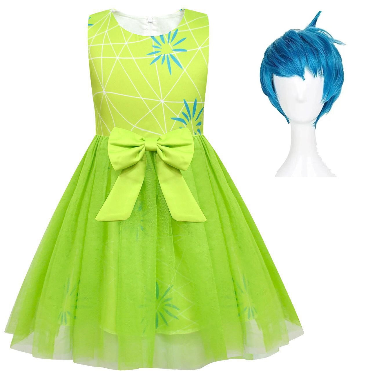Disgust Costume Dress with Wig for Girls Halloween Cosplay Outfits SIZE ...