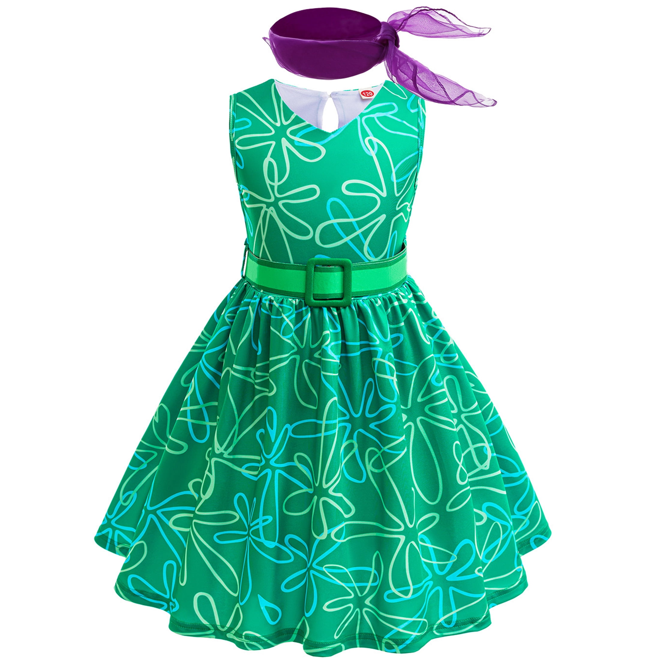 Disgust Costume for Girls Inside Out Dress Up Costumes Set with Ribbon ...