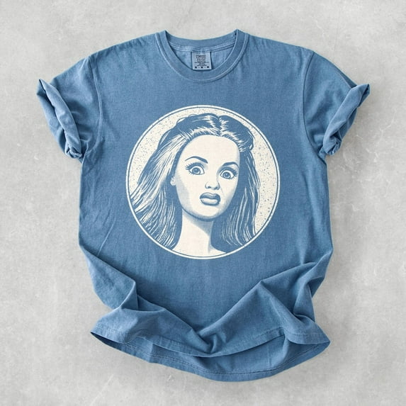 Disgusted Doll Face Graphic Shirt Ironic Awkward Expression Art Tee ...