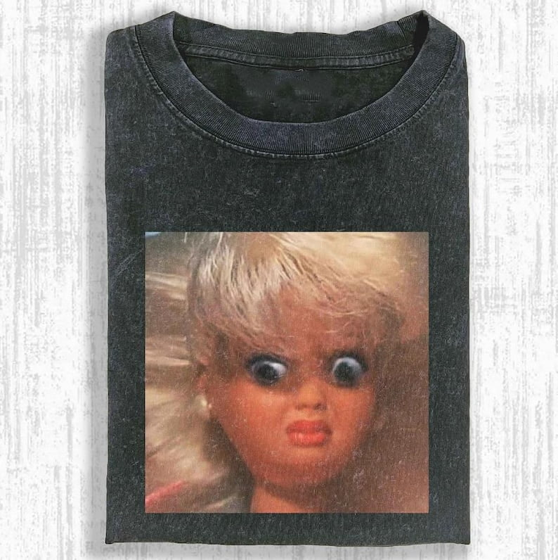 Disgusted Doll Face Graphic Shirt Weird Expression Trendy Art Tee ...