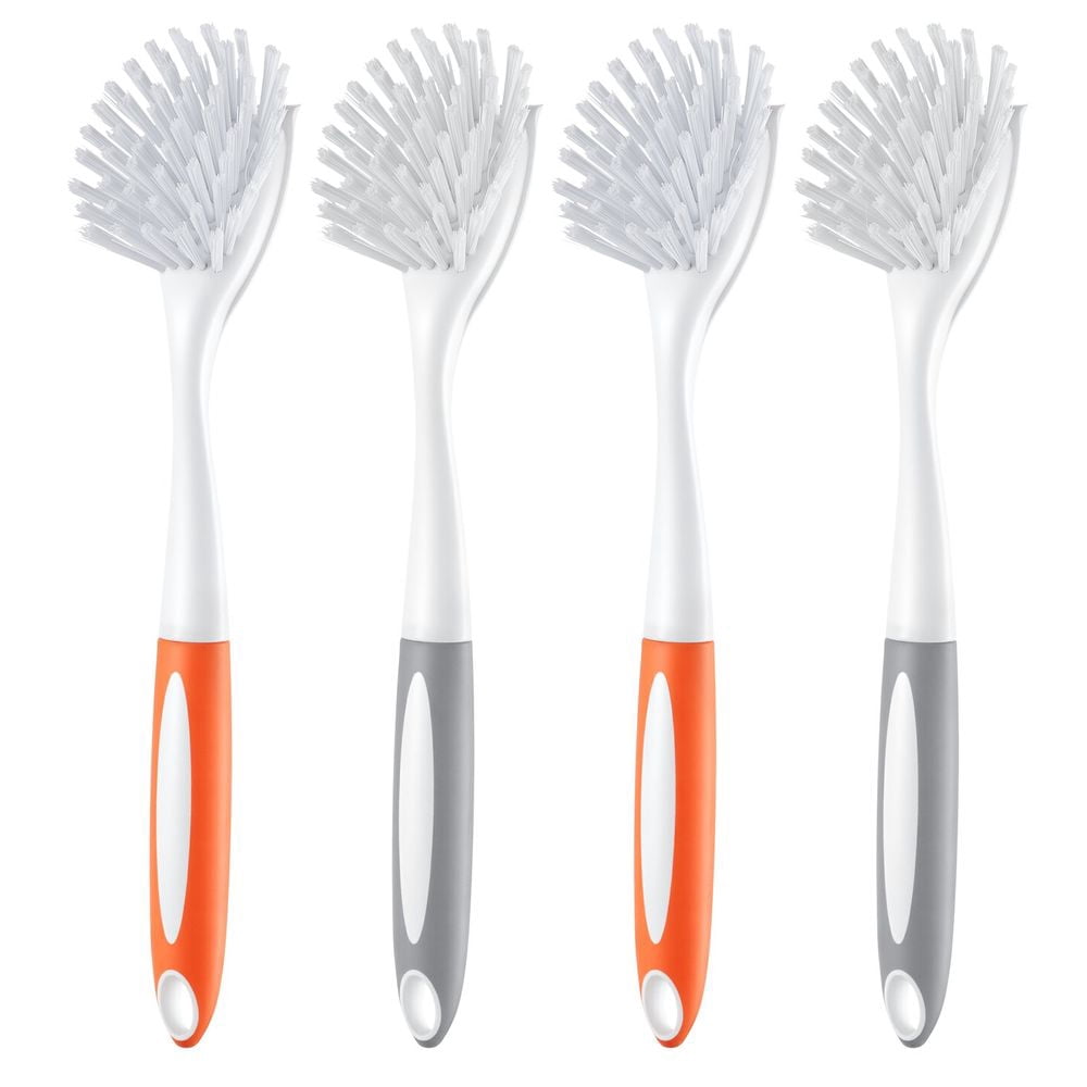 Dish Brush, 4 Pack Kitchen Scrub Brushes with PP Handle, Dish Cleaning ...