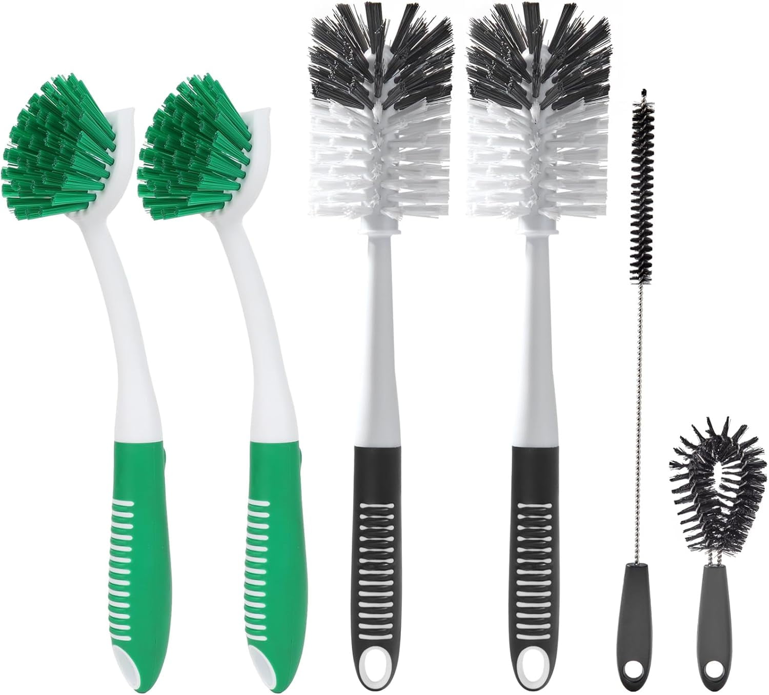 Dish Brush with Handle, 2 Pack Dish Cleaning Brushes with Built-in ...