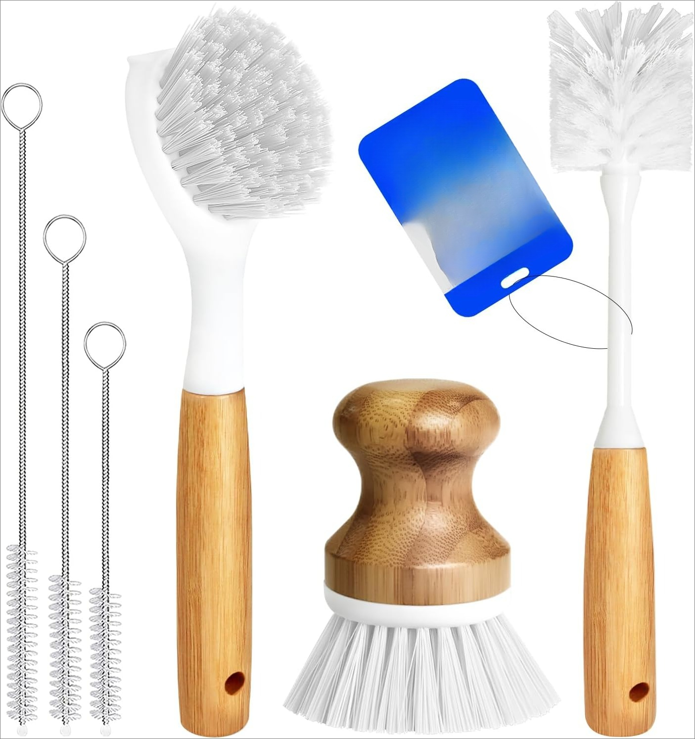 Dish Brush Kitchen Brushes Set with Bottle Brush, Dish Brush, Palm ...