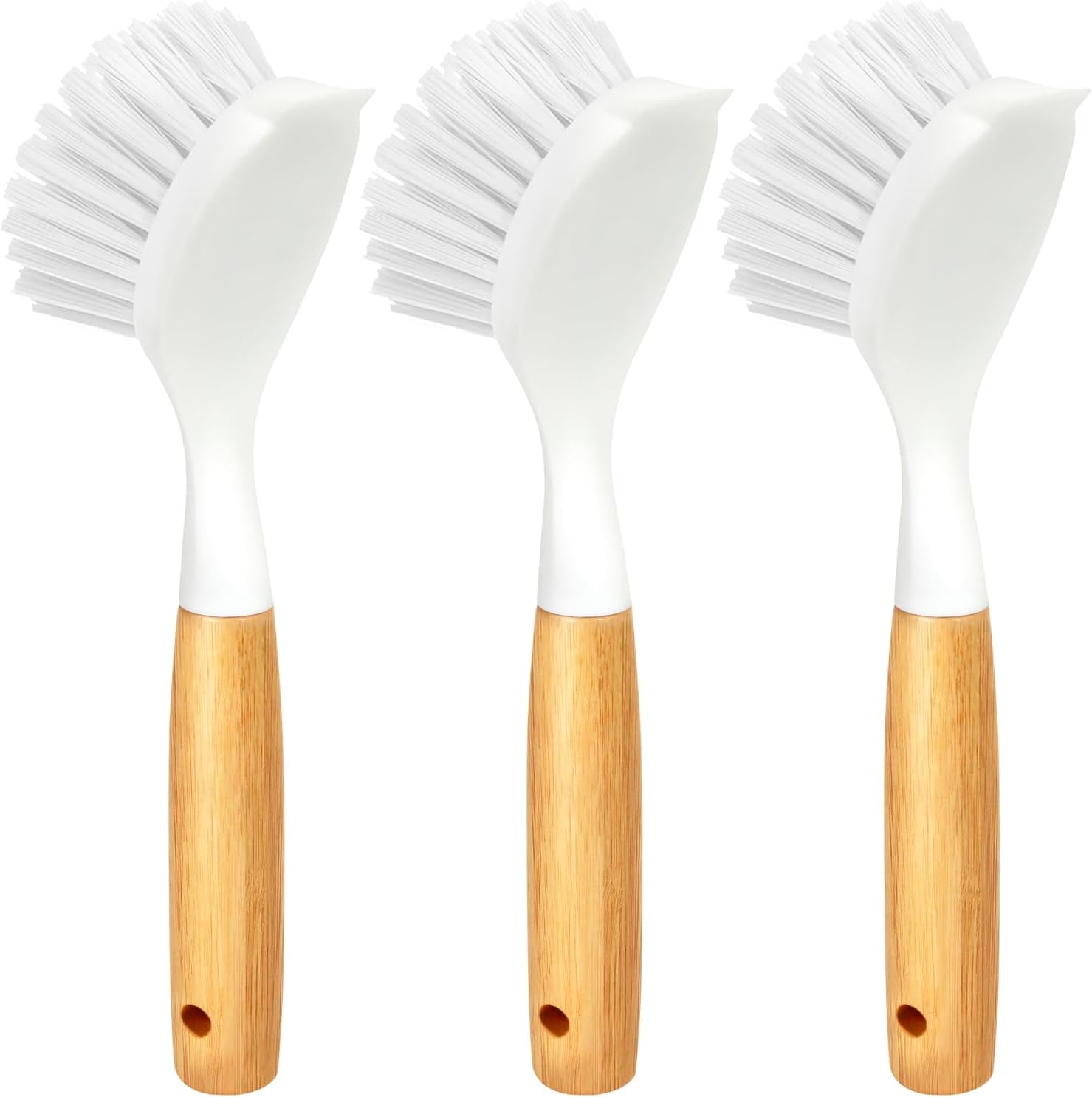 Dish Brush Set with Bamboo Handle, Kitchen Brushes for Cleaning Pot ...