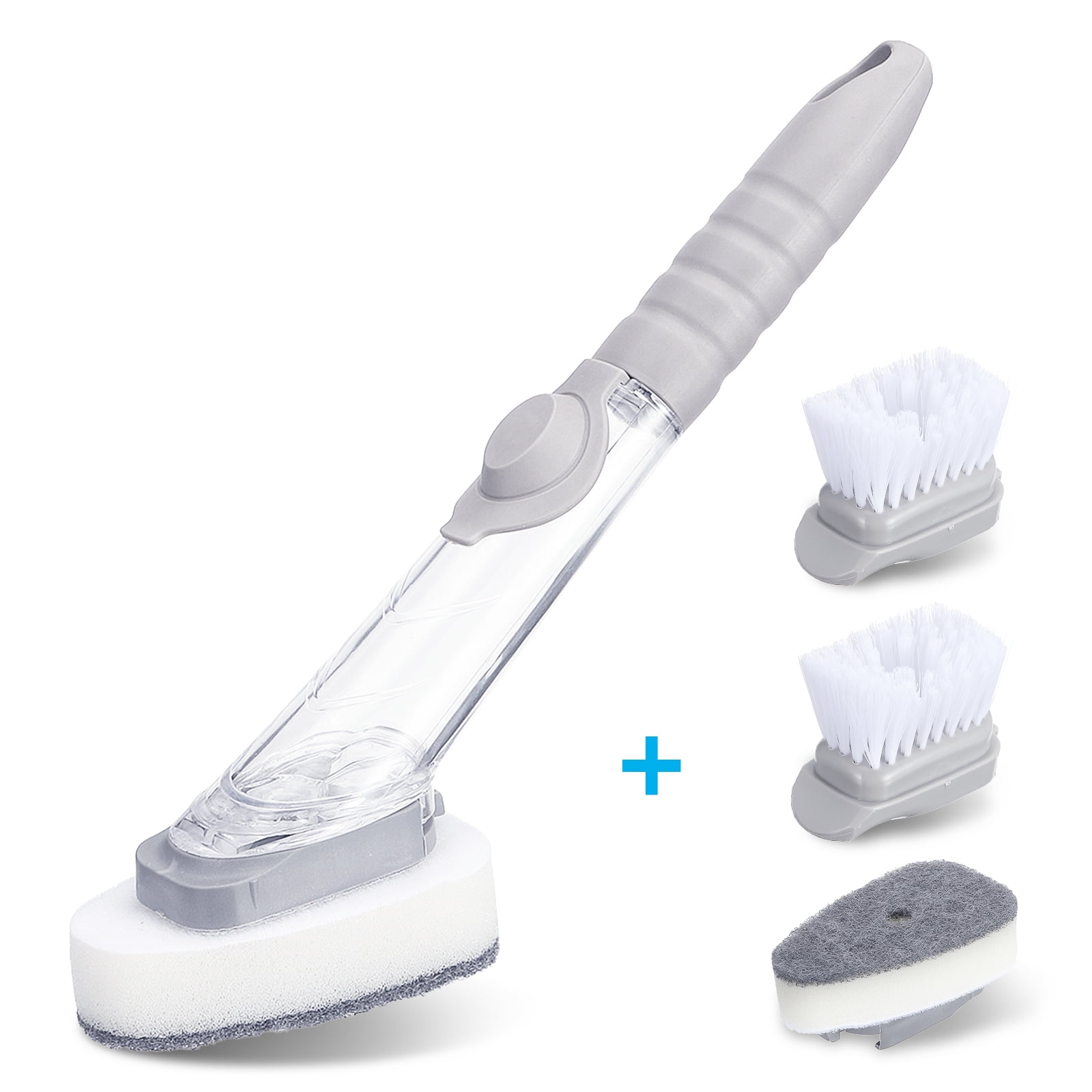 Dish Brush with Soap Dispenser,Kitchen Dish Brush with Anti-silp Handle ...