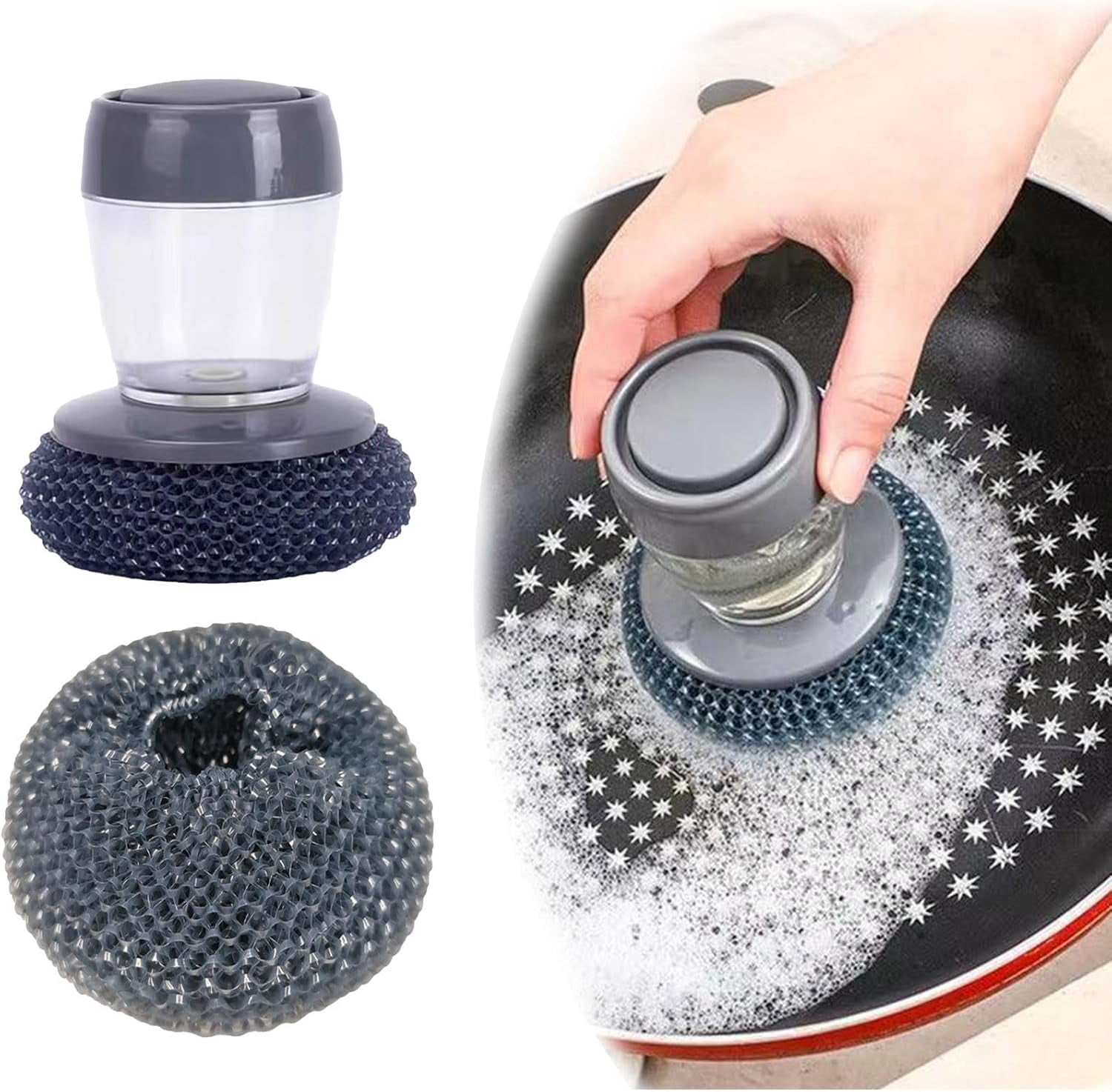 Dish Brush with Soap Dispenser,Soap Dispensing Dish Brush,Pans Cleaner ...