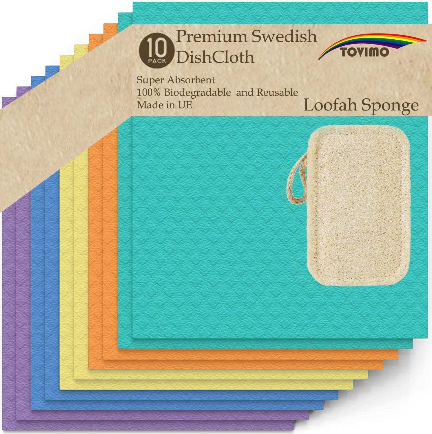 Dish Cloths,Bulk Kitchen Rags,Cellulose Sponge Cloth,No Odor Reusable ...