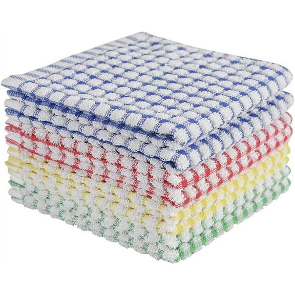 8 Pack Kitchen Dish Rags,100% Cotton Dish Cloths for Washing Dishes ...
