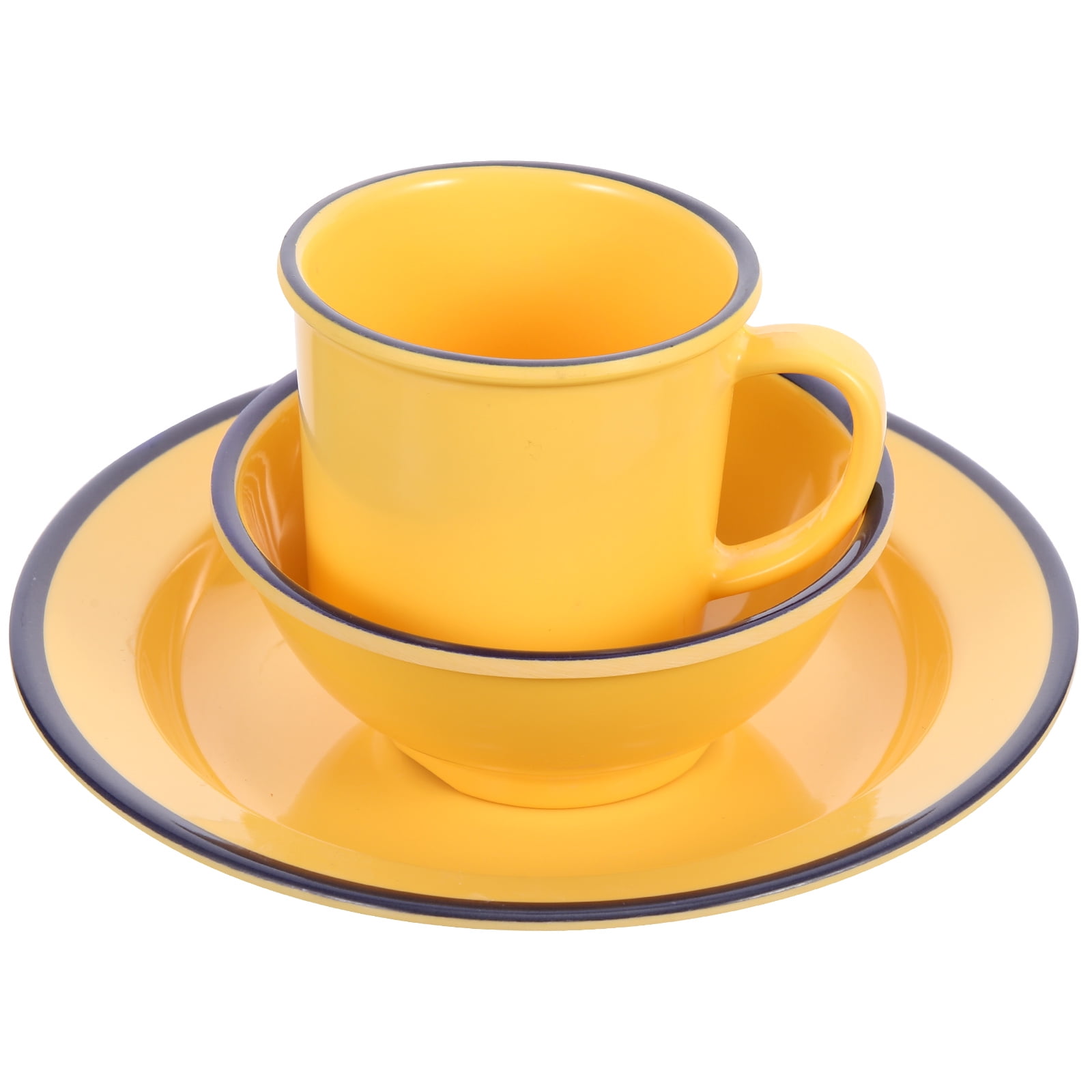 Dish Cup Set Camping Flatware Ceramic Coffee Cups with Lids Vintage ...