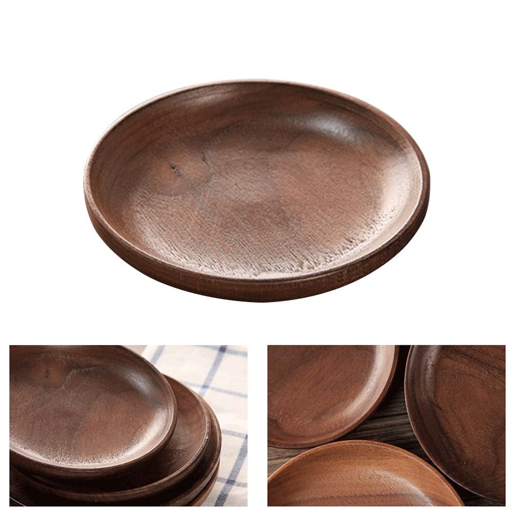 Dish Dinnerware Tray Round Wood Plate Wooden Tableware Food Decorative ...