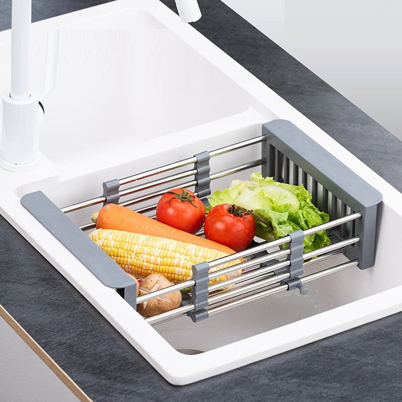 Dish Drainer Expandable Kitchen Sink Bowl Basket Dish Filter ...