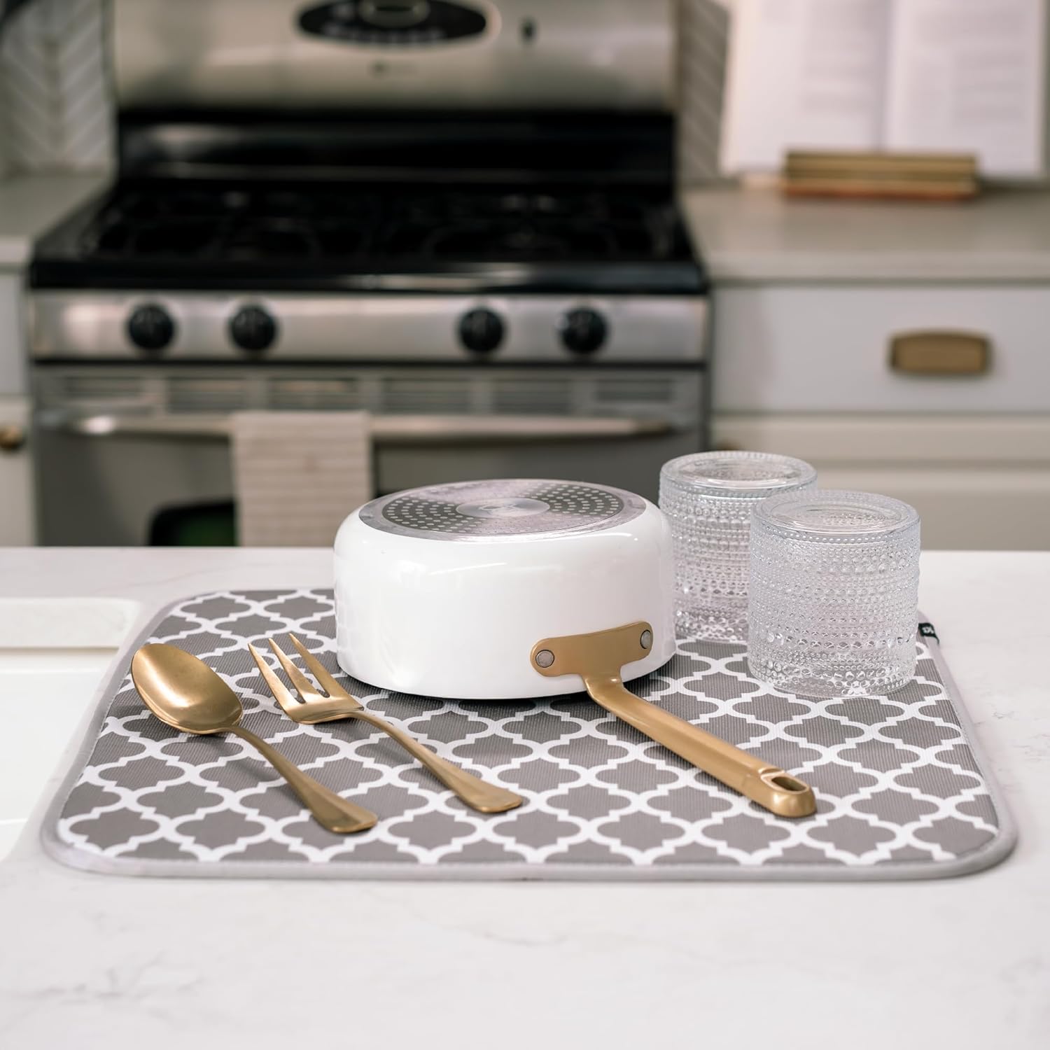 Dish Drying Mat, 16” x 18”, Absorbent Microfiber Kitchen Counter Mat ...