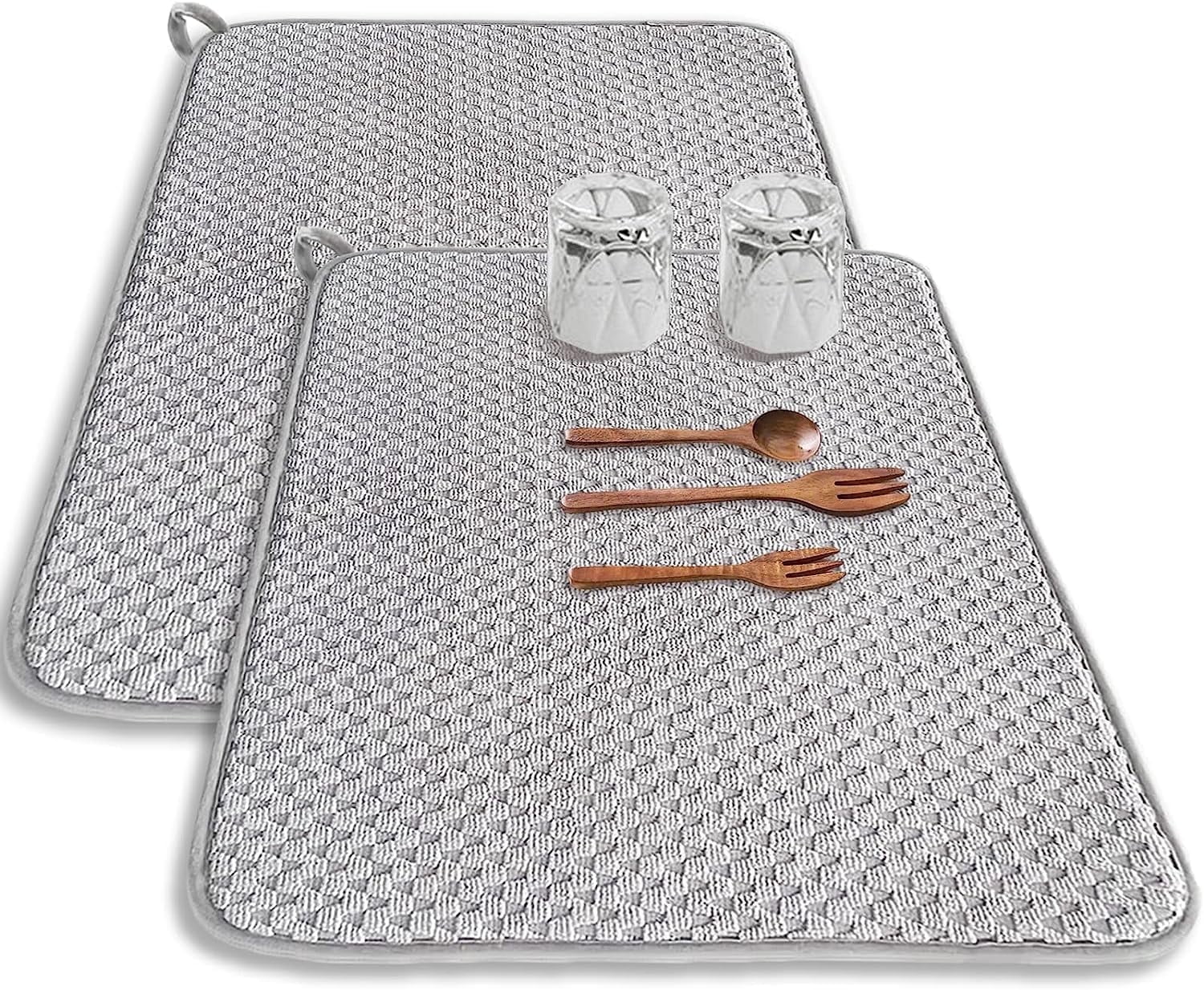 2 Pack Large Dish Drying Mat for Kitchen Counter,24*18 inch Microfiber ...