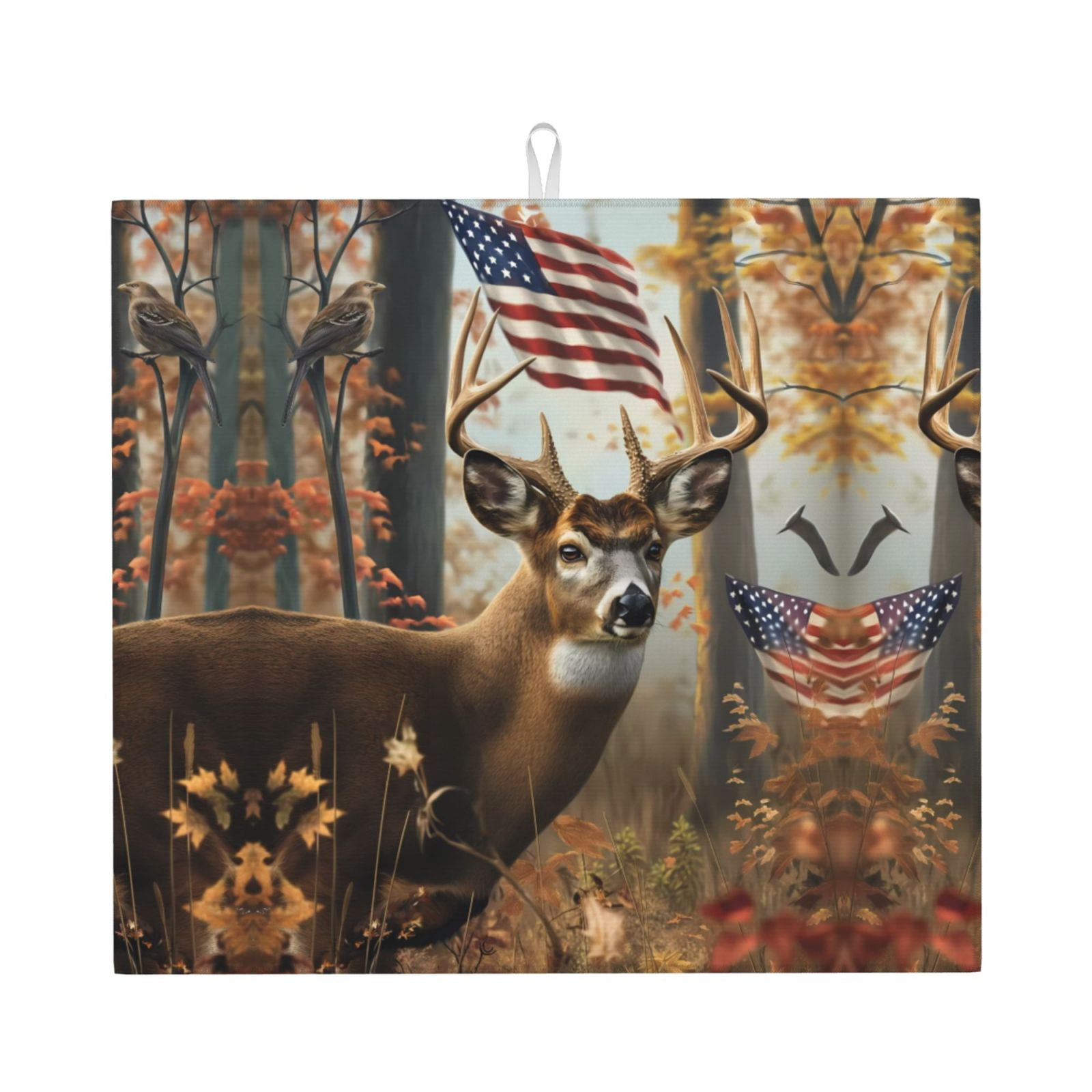 Dish Drying Mat, American Wildlife Deer Forest Highly Absorbent Drying ...