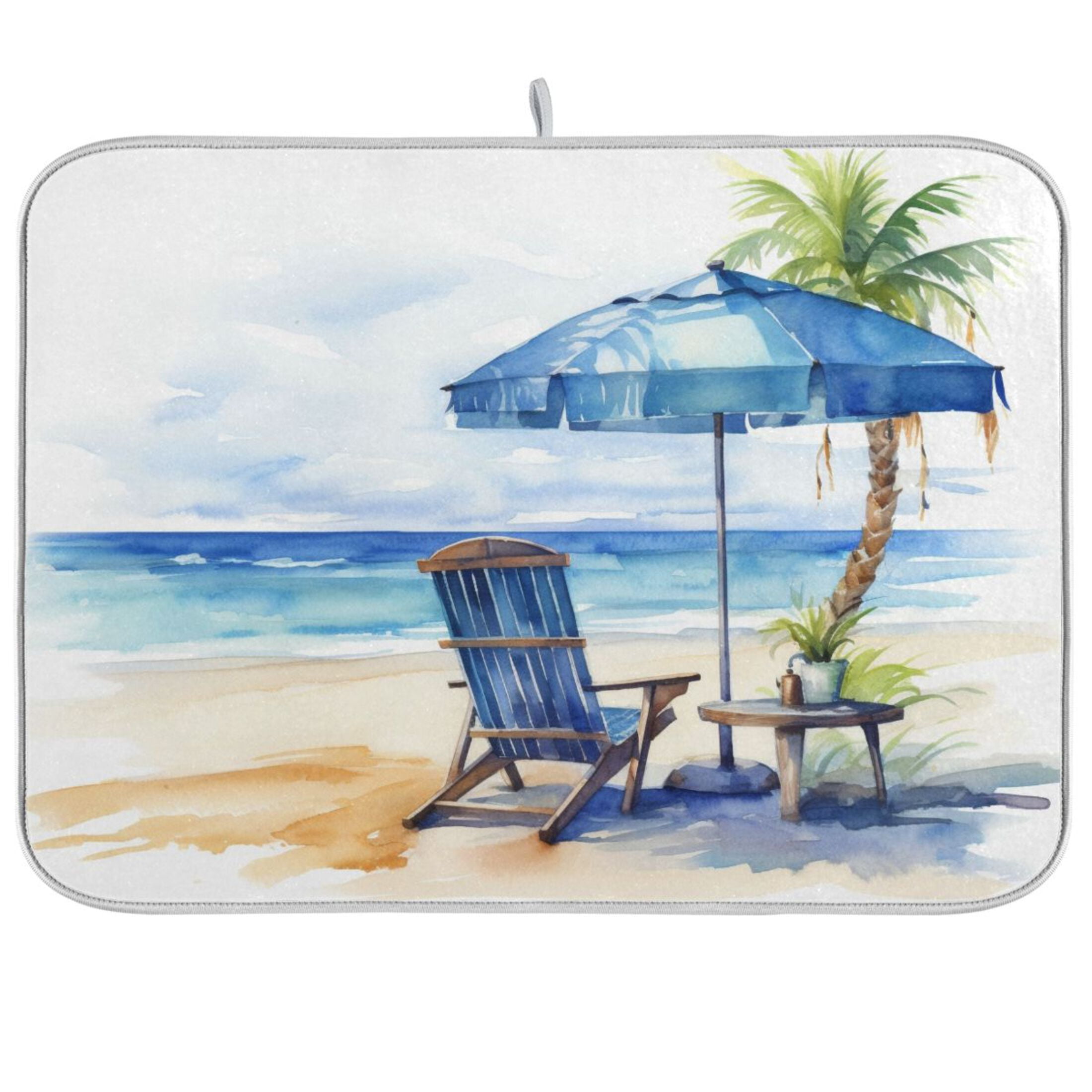 Dish Drying Mat Beach and Palm Tree Kitchen Mats Microfiber Counter ...