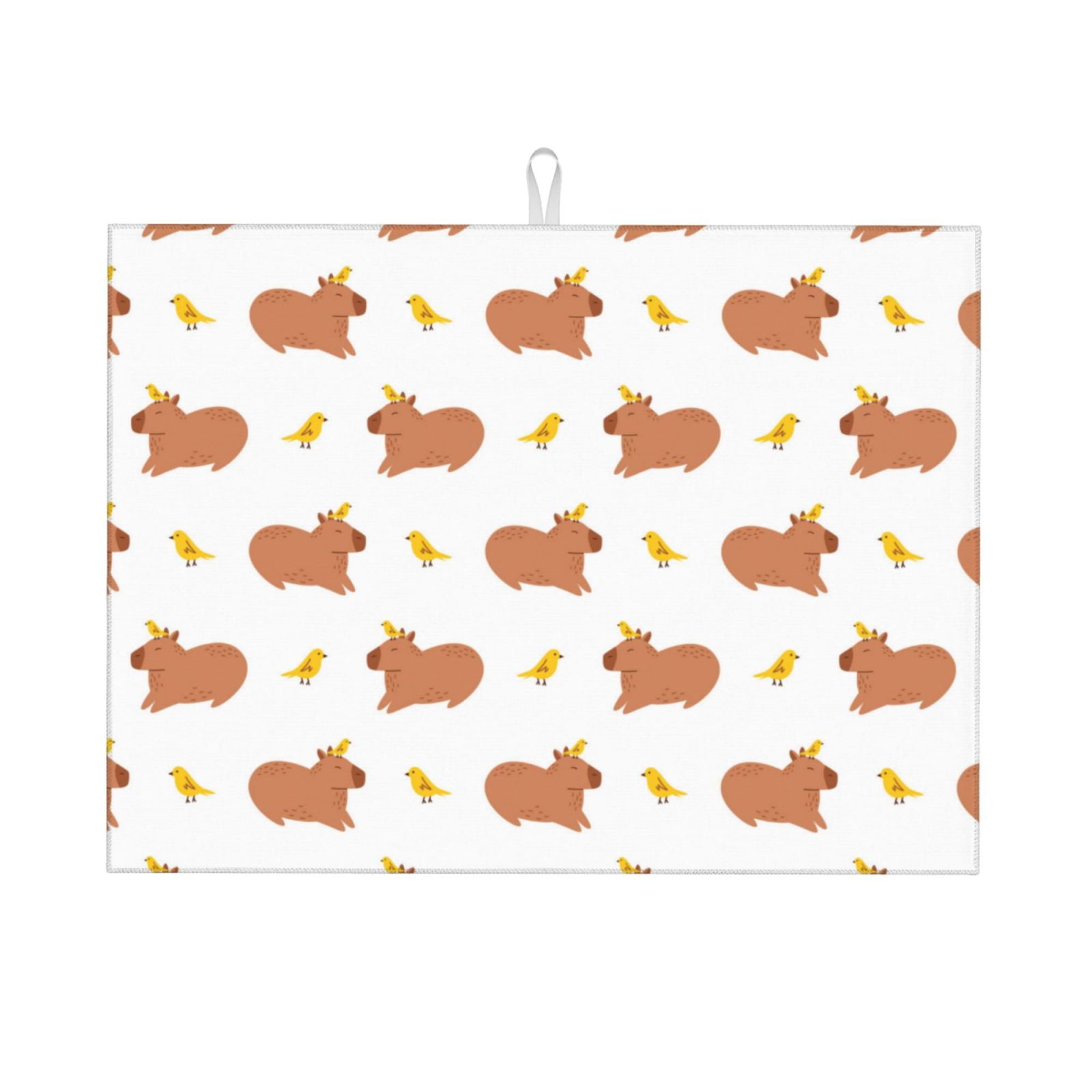 Dish Drying Mat, Bird Capybaras Print Absorbent Microfiber Kitchen Mat ...