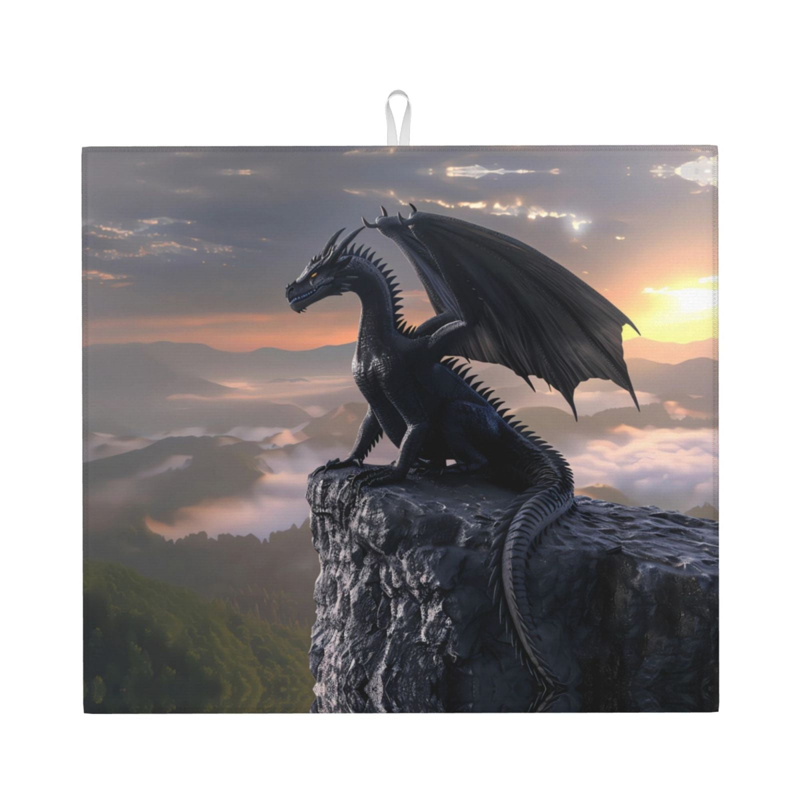 Dish Drying Mat, Black Dragon Cliff Dawn Highly Absorbent Drying Matt ...