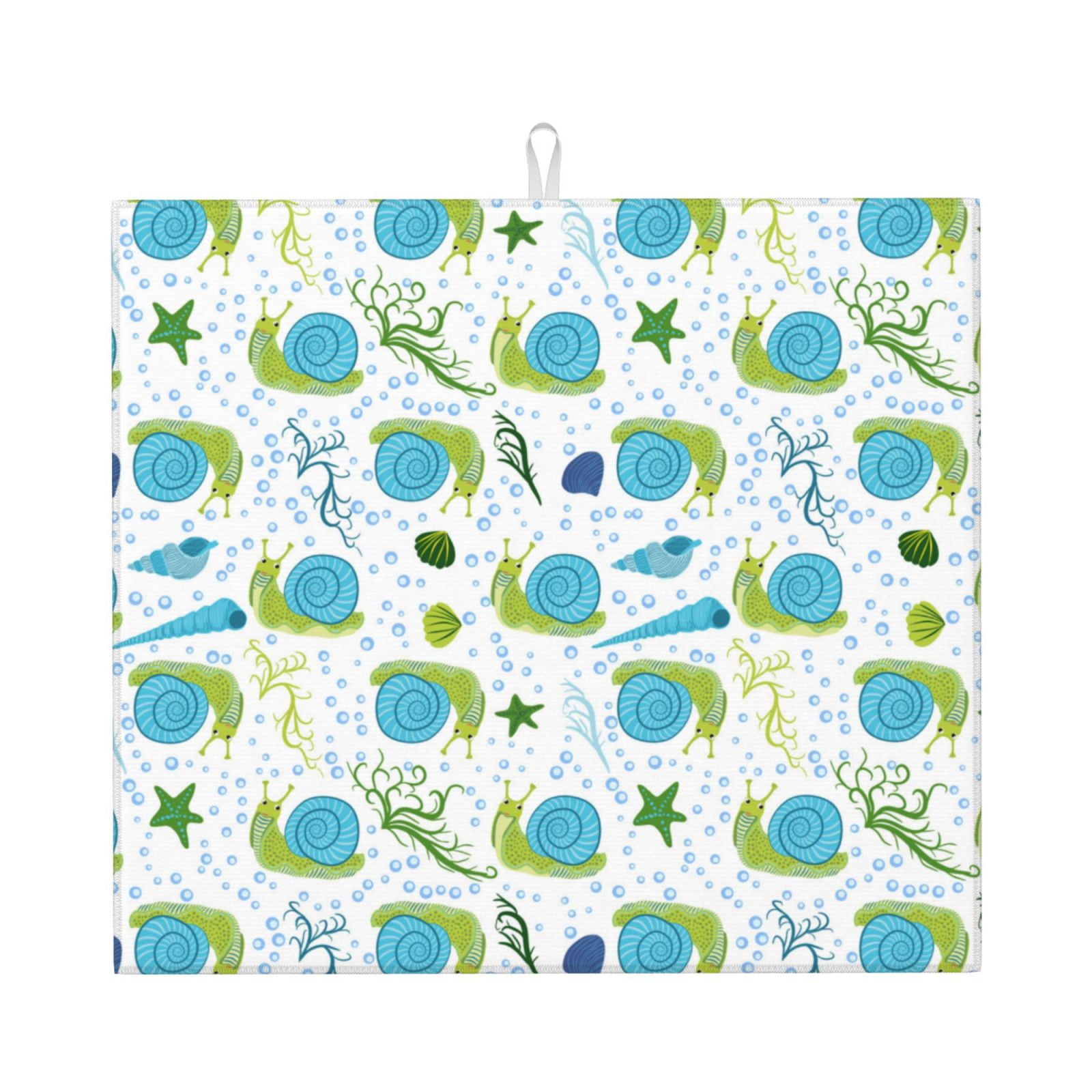 Dish Drying Mat, Blue Green Slug Shells Highly Absorbent Drying Matt ...