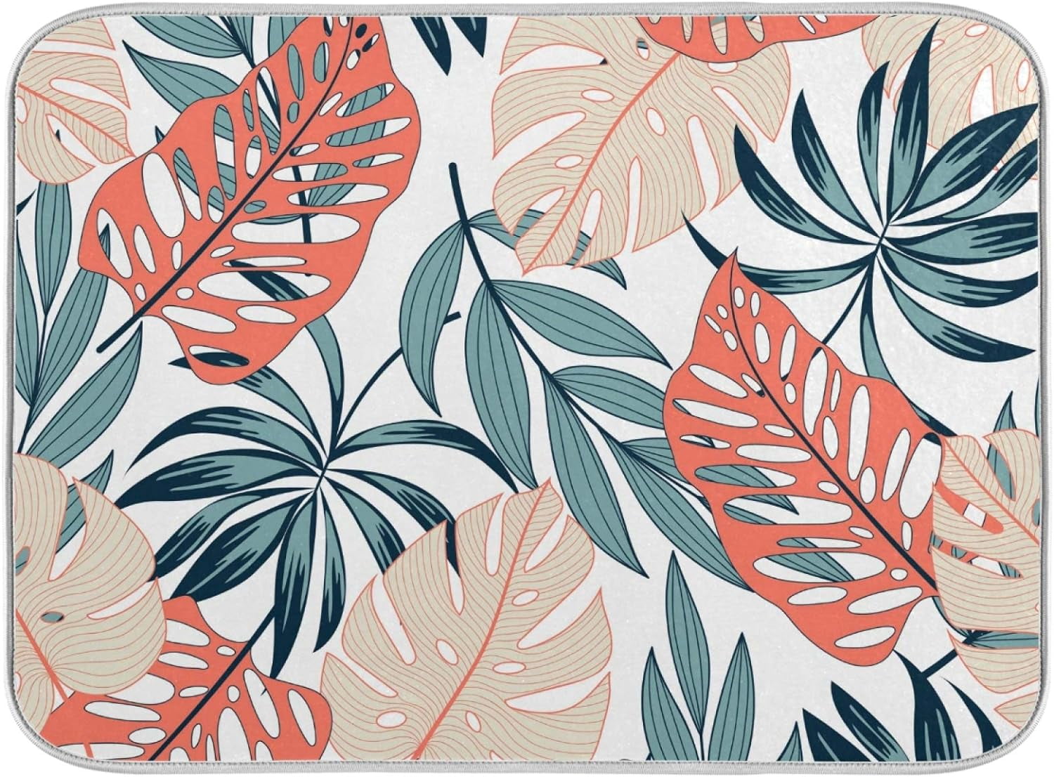 Dish Drying Mat Bright Plants Leaves Kitchen Dish Pads Super Absorbent ...