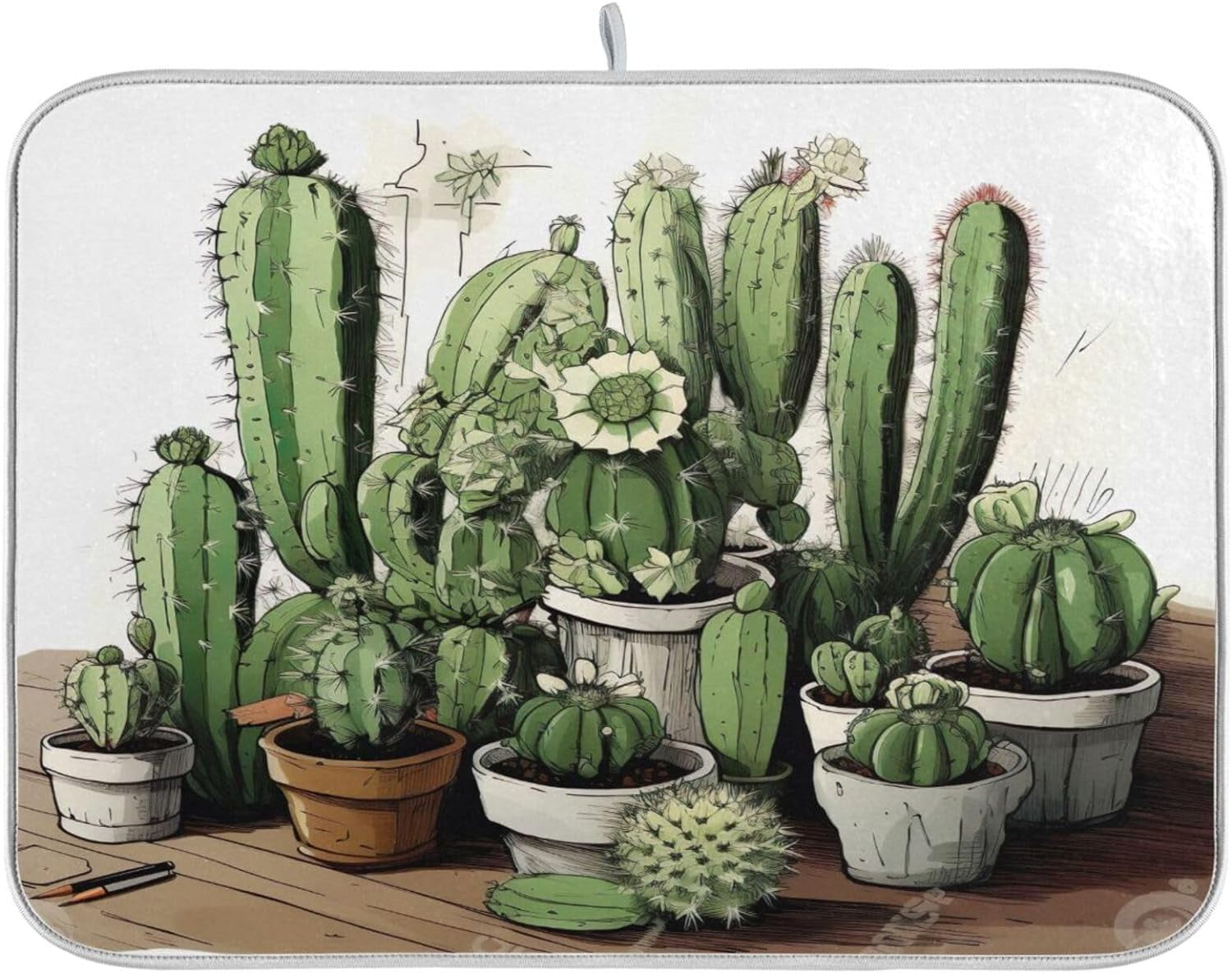 Dish Drying Mat Cactus Plant Absorbent Microfiber Kitchen Dish Mat ...