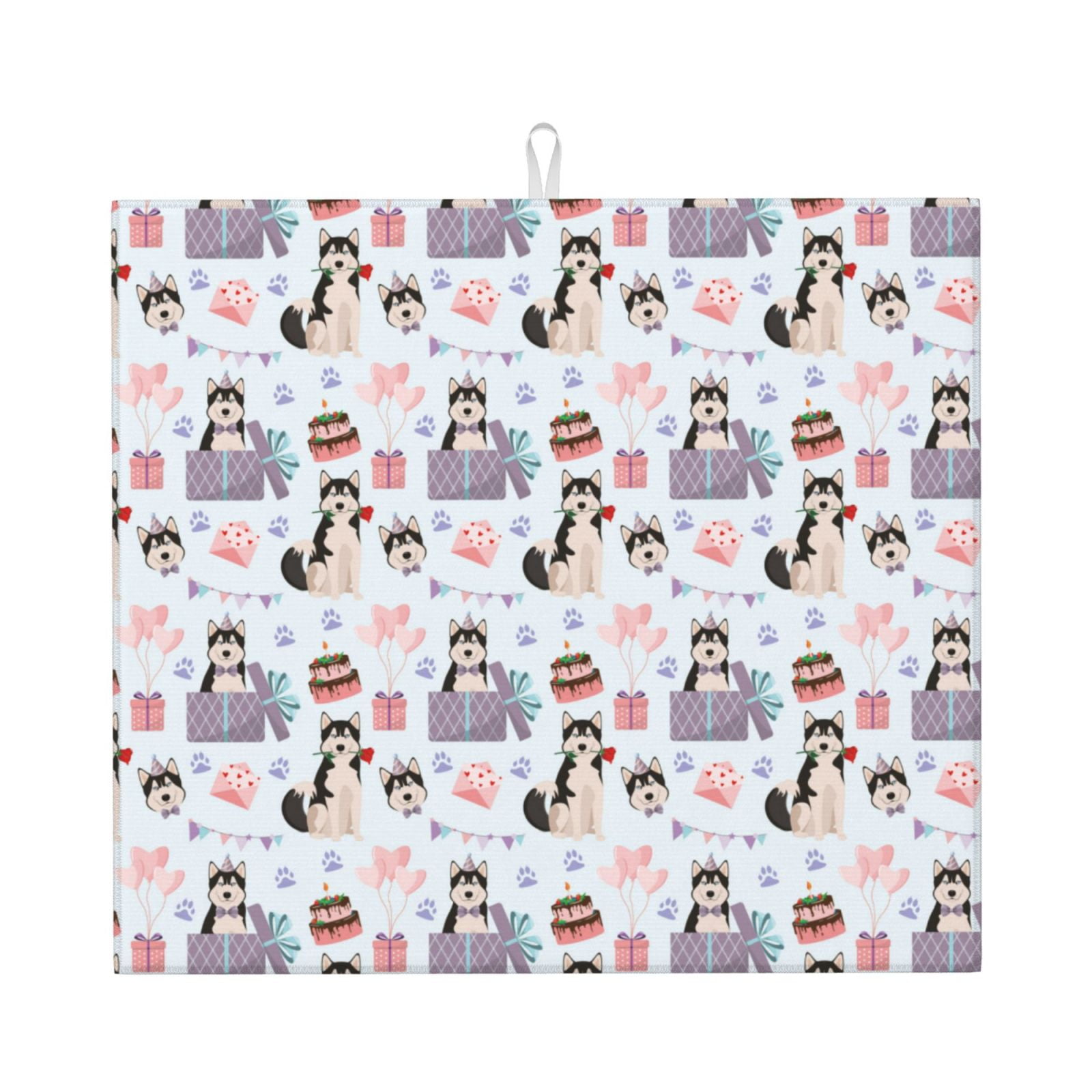 Dish Drying Mat, Cartoon Cute Husky Dog Gift Highly Absorbent Drying ...
