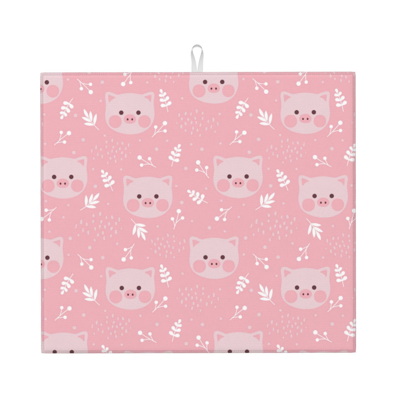 Dish Drying Mat, Cartoon Cute Pig Face Pink Highly Absorbent Drying ...