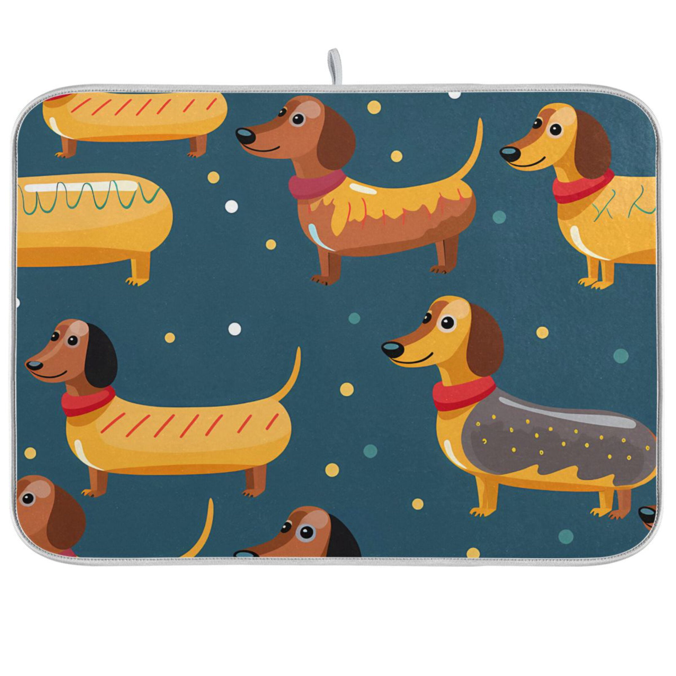 Dish Drying Mat Cartoon Dachshund Dogs Kitchen Mats Microfiber Counter ...
