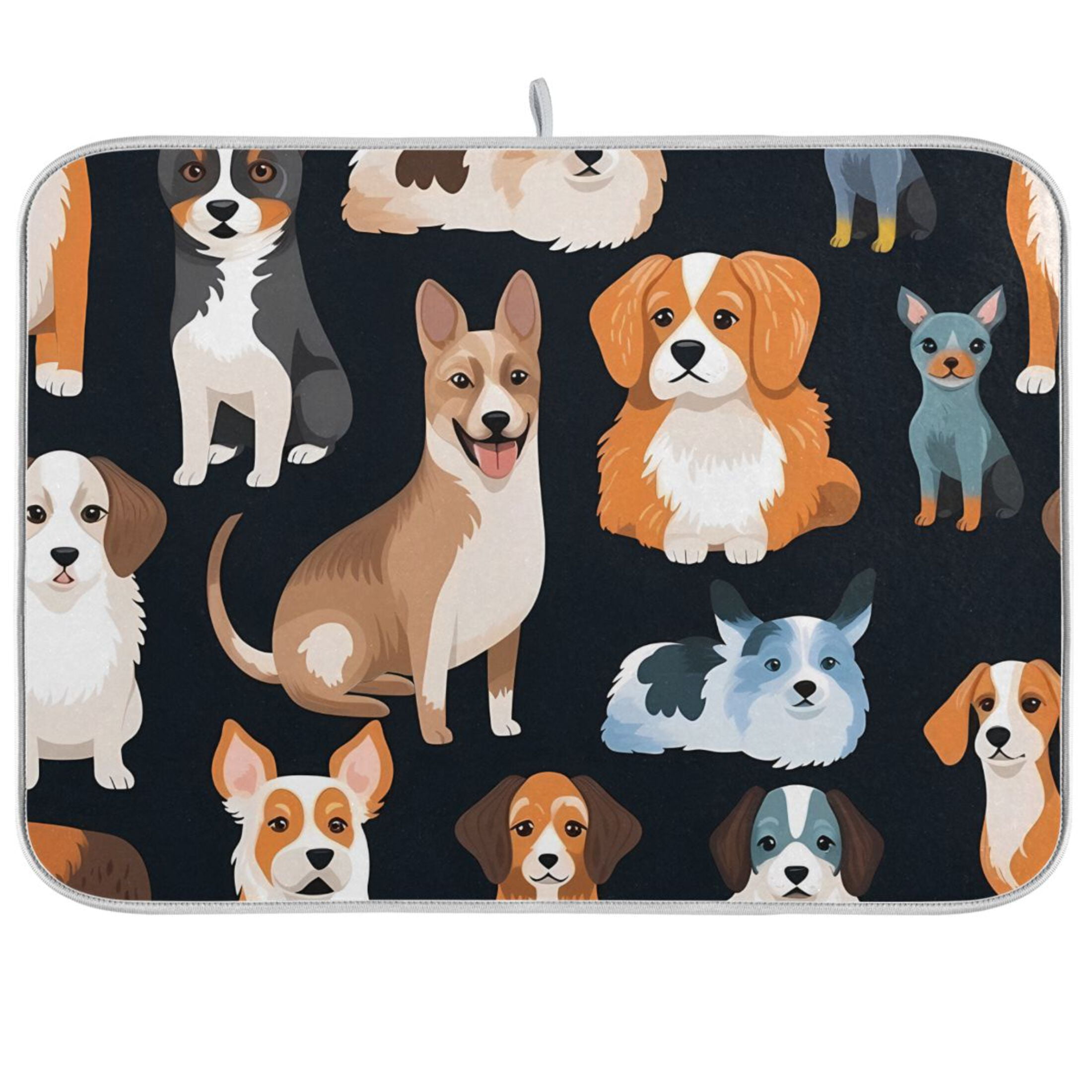 Dish Drying Mat Cartoon Different Cute Dogs Kitchen Mats Microfiber ...