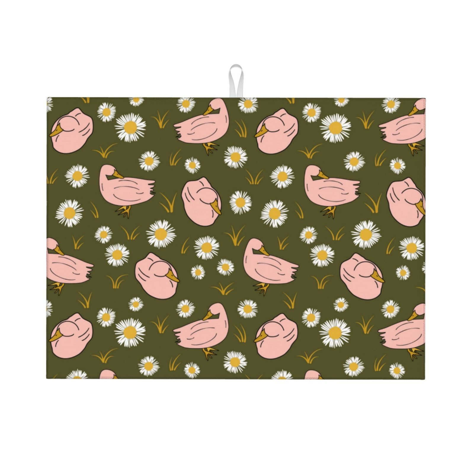 Dish Drying Mat, Cartoon Pink Cute Duck Daisy Highly Absorbent ...