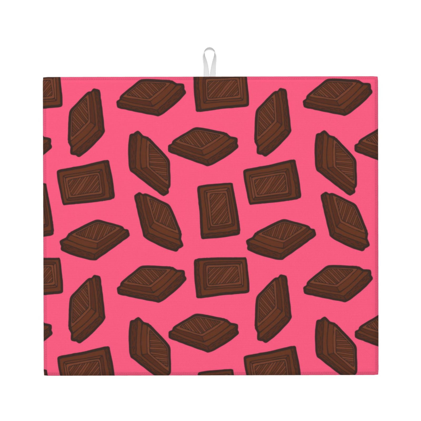 Dish Drying Mat, Chocolate Print Pink Highly Absorbent Drying Matt ...